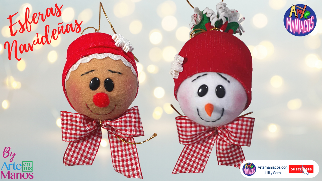 Esferas Navideñas Muñeco de Nieve y Galleta de Jengibre - Arte en Tus ...