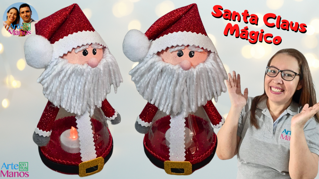 SANTA CLAUS, Dulcero o Lámpara Con Foami Botellas Plásticas, FÁCIL Con ...